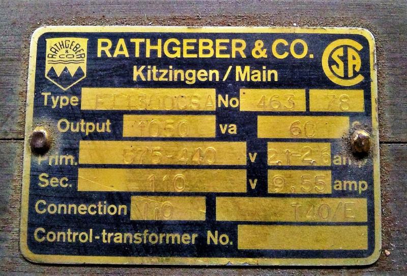Rathgeber Et1300csa Transformer Garden City Plastics